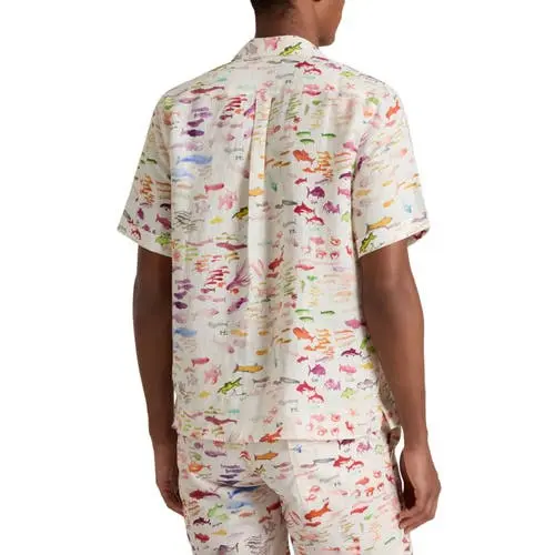 Vilebrequin Linen Bowling Shirt Pescadorvbq X Fabrice Hyber - Paper