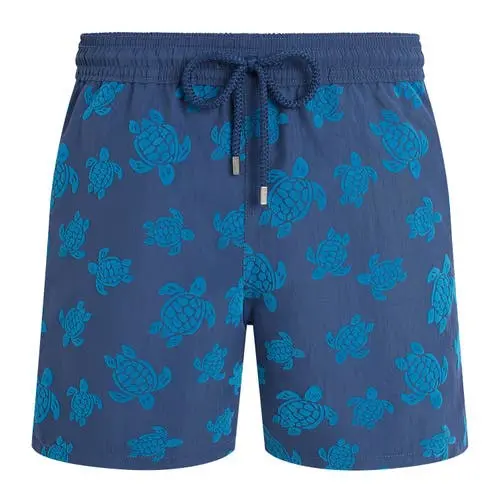 Vilebrequin Swim Shorts Flocked Ronde Des Tortues - Evening
