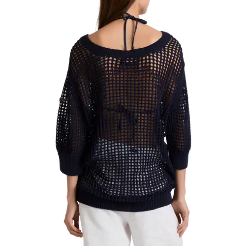 Vilebrequin Crochet Organic Cotton And Linen Sweater - Navy