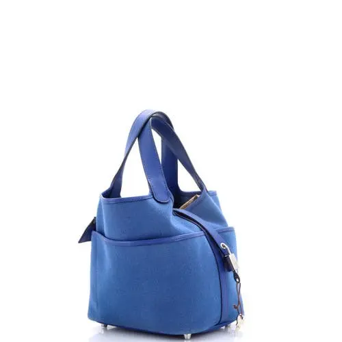 Hermès Cargo Picotin Lock Bag Canvas And Swift Pm - Blue