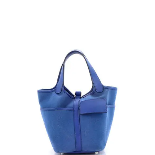 Hermès Cargo Picotin Lock Bag Canvas And Swift Pm - Blue