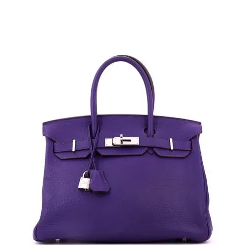 Hermès Birkin Handbag Purple Clemence With Palladium Hardware - Iris