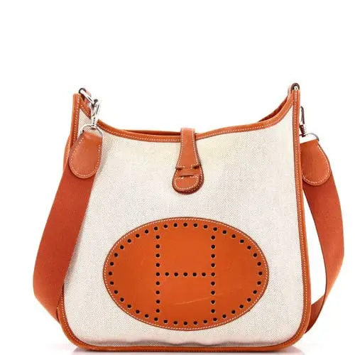 Hermès Evelyne Bag Gen Iii Toile And Leather Pm - Ecru