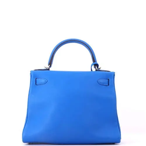 Hermès Kelly Handbag Evercolor With Palladium Hardware 28 - Blue