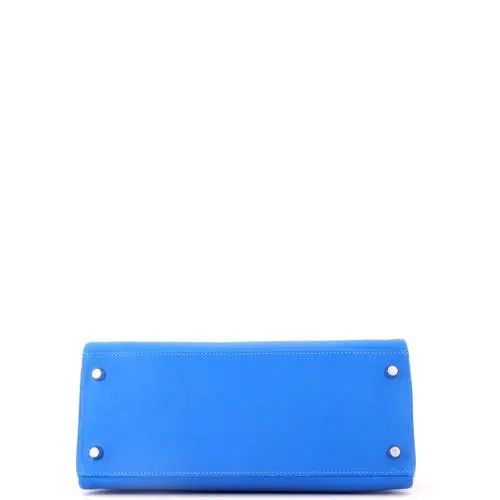 Hermès Kelly Handbag Evercolor With Palladium Hardware 28 - Blue