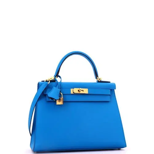 Hermès Kelly Handbag Madame With Gold Hardware 28 - Blue