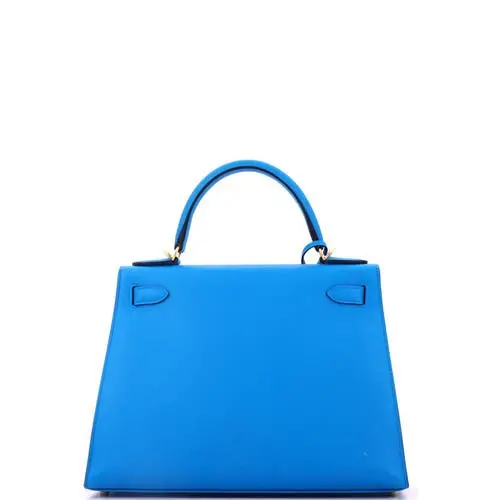 Hermès Kelly Handbag Madame With Gold Hardware 28 - Blue