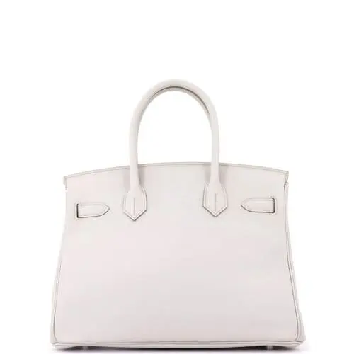 Hermès Birkin Handbag Light Swift With Palladium Hardware 30 - White