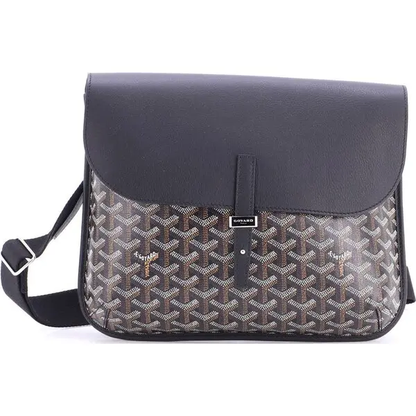 Goyard Coursier Messenger Bag Coated Canvas And Leather - Black