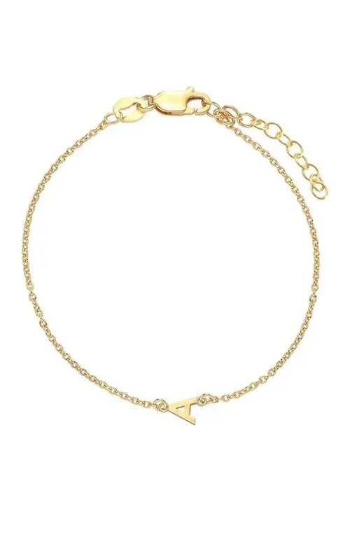 OAK & LUNA Inez Initial Bracelet/anklet In 18k Gold Plated Sterling Silver - Letter A