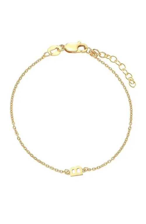 OAK & LUNA Inez Initial Bracelet/anklet In 18k Gold Plated Sterling Silver - Letter B