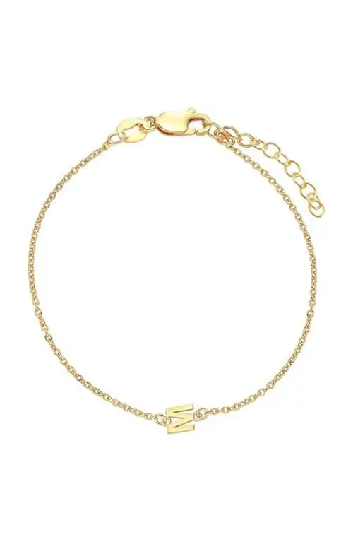 OAK & LUNA Inez Initial Bracelet/anklet In 18k Gold Plated Sterling Silver - Letter M