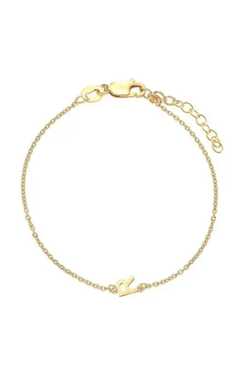 OAK & LUNA Inez Initial Bracelet/anklet In 18k Gold Plated Sterling Silver - Letter R