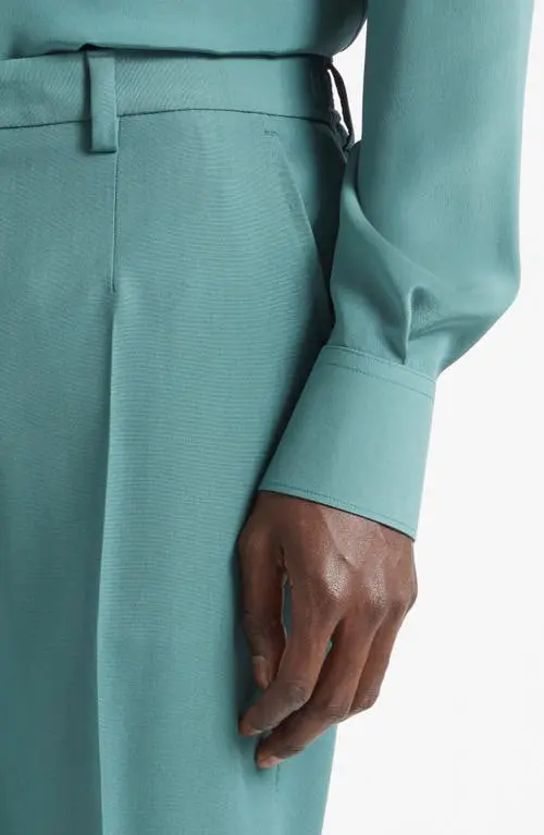 Dolce & Gabbana Cavallo Flat Front Wool Slim Pants - Verde 3