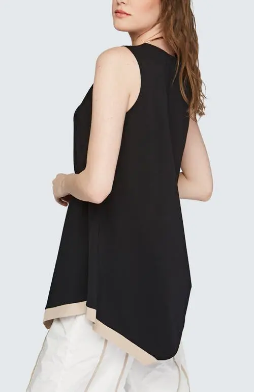 LUUKAA Cotton Jersey Top With Taffeta Accents - Black