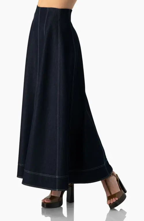 IVONNE Wide Hem Denim Midi Skirt