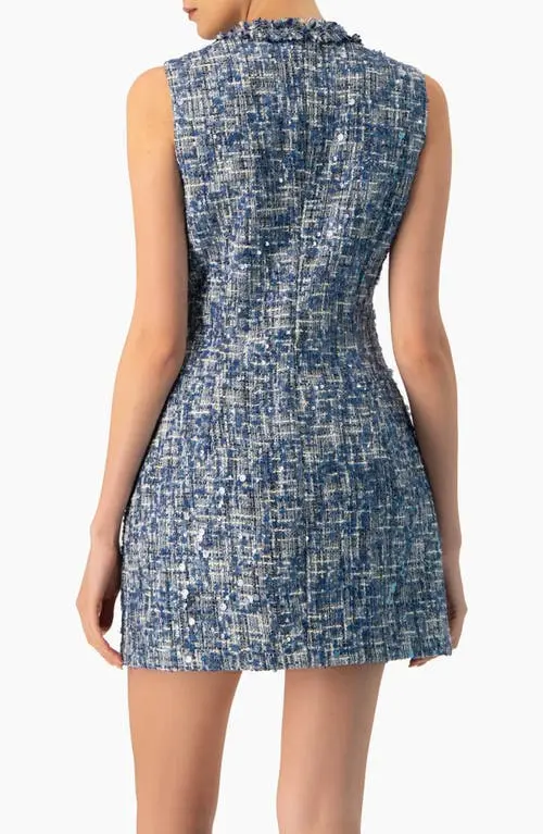 IVONNE Sleeveless A-line Dress With Sequined Boucle Fabric