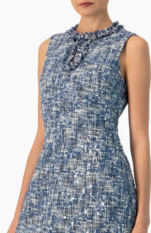 IVONNE Sleeveless A-line Dress With Sequined Boucle Fabric