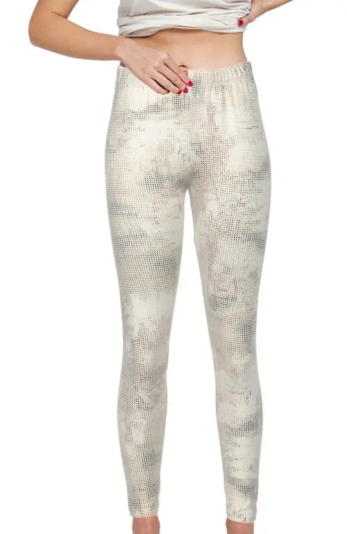 LUUKAA Luna Printed Cotton Jersey Leggings - Ecru