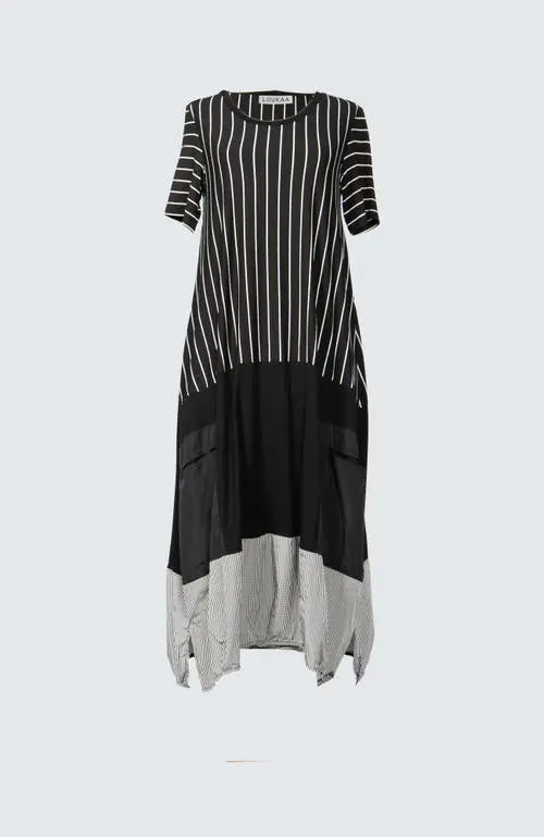 LUUKAA Striped Viscose Jersey Maxi Dress