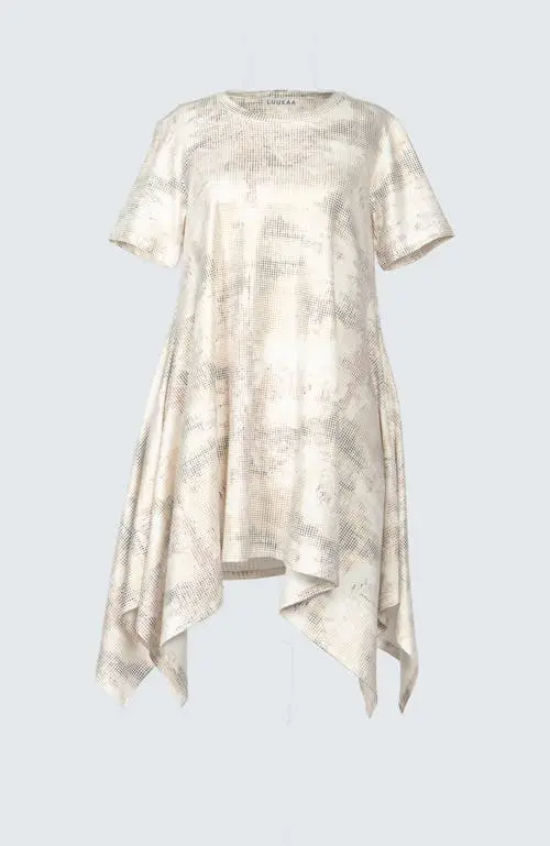 LUUKAA Iris Printed Cotton Jersey Dress - Ecru