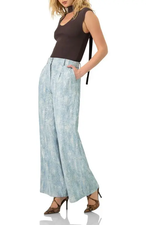 IVONNE Wide-leg Embroidered Jeans - Blue