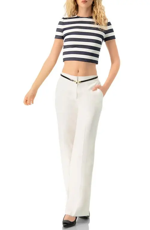IVONNE Wide-leg Straight Cotton Pants - White