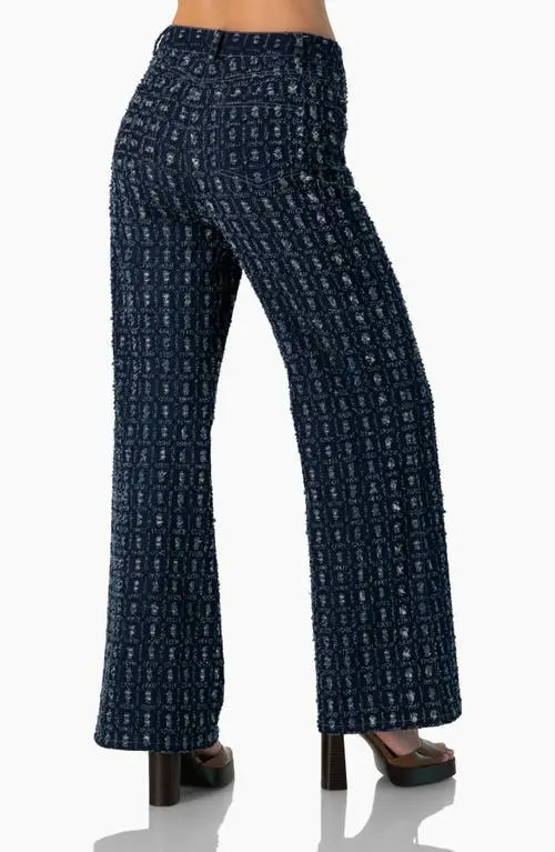 IVONNE Wide-leg Burned-out Jeans - Navy Blue