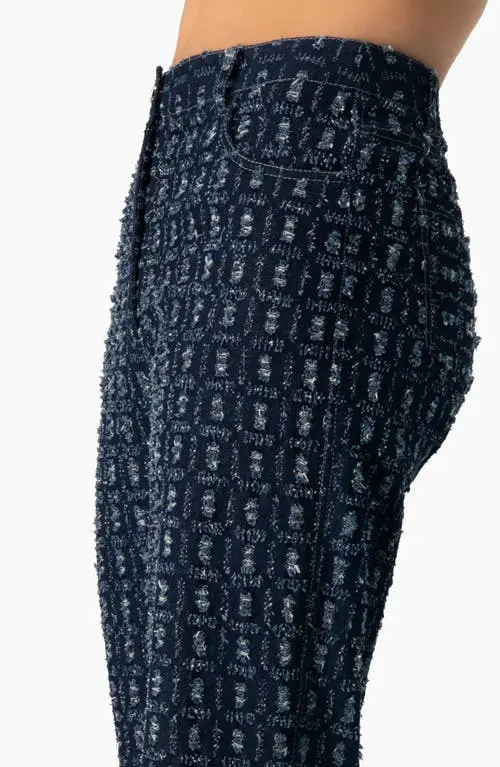 IVONNE Wide-leg Burned-out Jeans - Navy Blue
