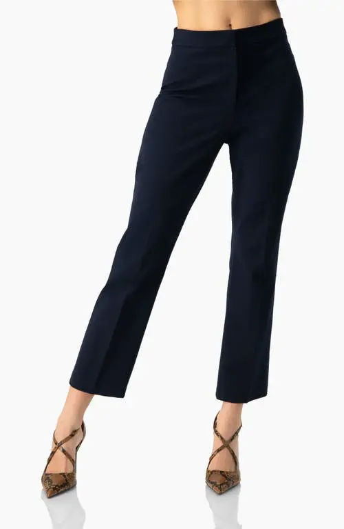 IVONNE Tailored Straight-leg Trousers - Navy Blue