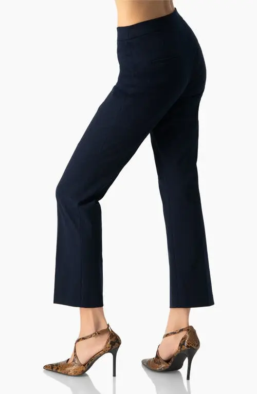 IVONNE Tailored Straight-leg Trousers - Navy Blue