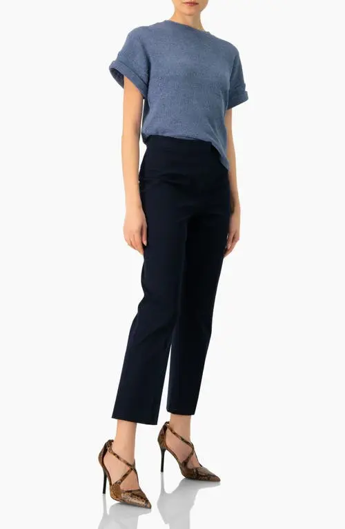 IVONNE Tailored Straight-leg Trousers - Navy Blue