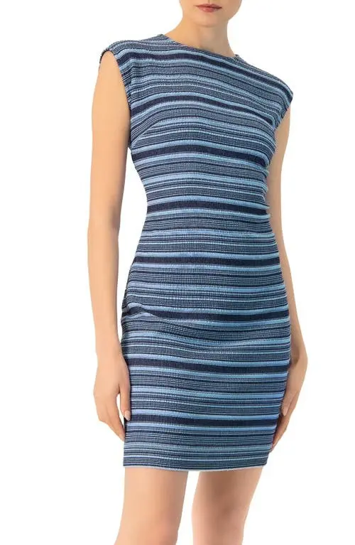 IVONNE Short Sleeveless Knit Dress With Round Neck - Blue