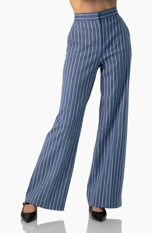 IVONNE Striped Wide-leg Pants - Blue