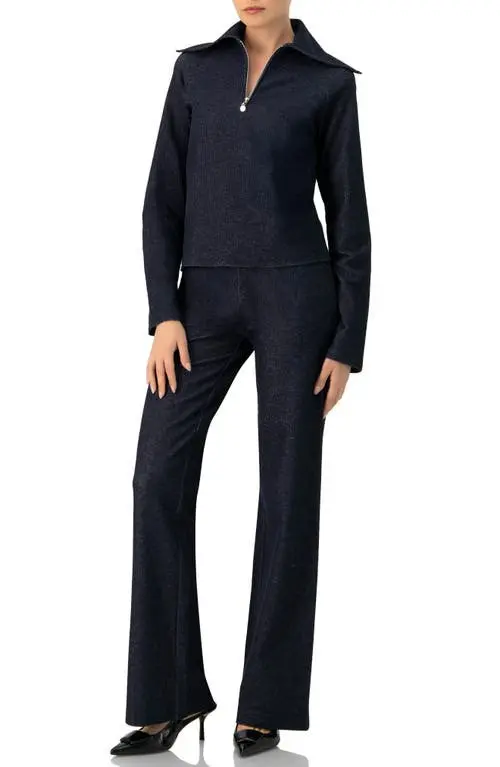 IVONNE Ribbed Knit Sweater With Neckline Zipper