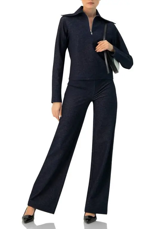 IVONNE Ribbed Knit Sweater With Neckline Zipper