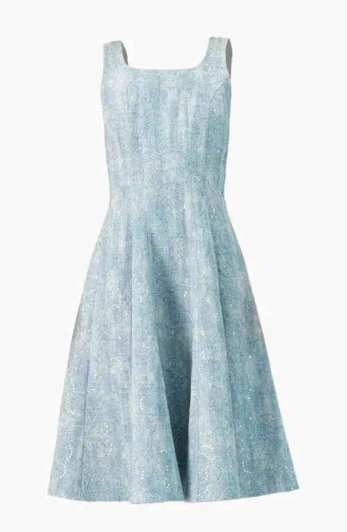 IVONNE Square Neck Midi Denim Dress