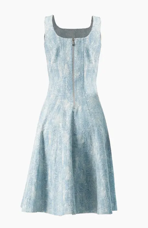 IVONNE Square Neck Midi Denim Dress