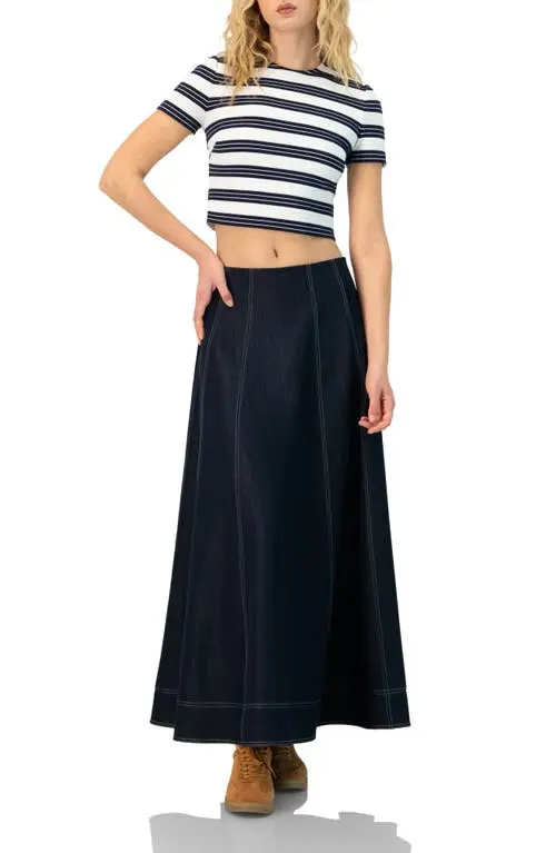 IVONNE Striped Short Sleeve Crop Top