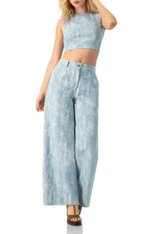 IVONNE Sleeveless Embroidered Denim Crop Top
