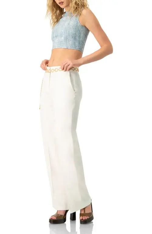 IVONNE Sleeveless Embroidered Denim Crop Top