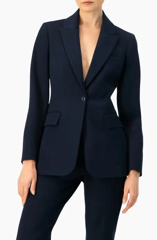 IVONNE Single-button Blazer - Navy Blue