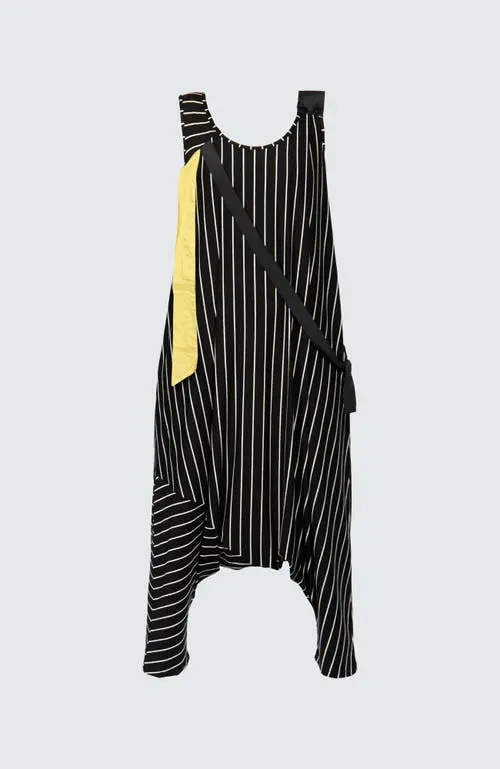 LUUKAA Striped Viscose Jersey Jumpsuit With Taffeta Sash