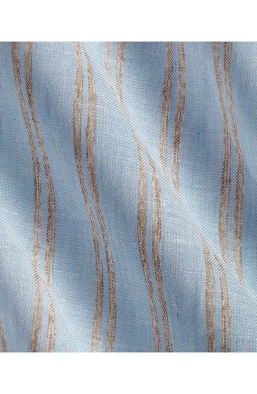 David Donahue Stripe Slub Linen Button-up Shirt - Sky/dune