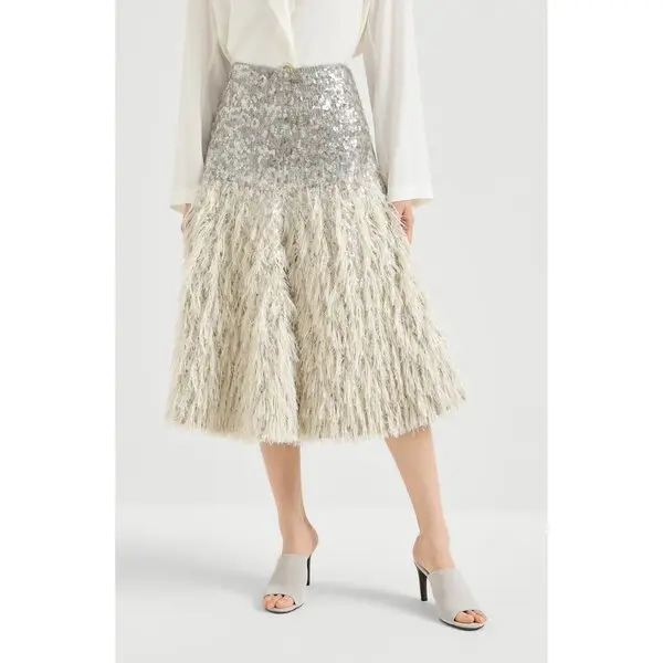 Brunello Cucinelli Dazzling Dégradé Skirt - Grey