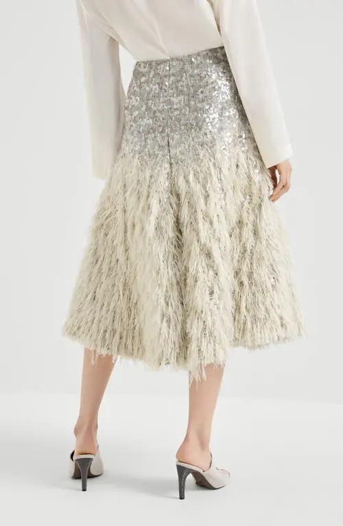 Brunello Cucinelli Dazzling Dégradé Skirt - Grey
