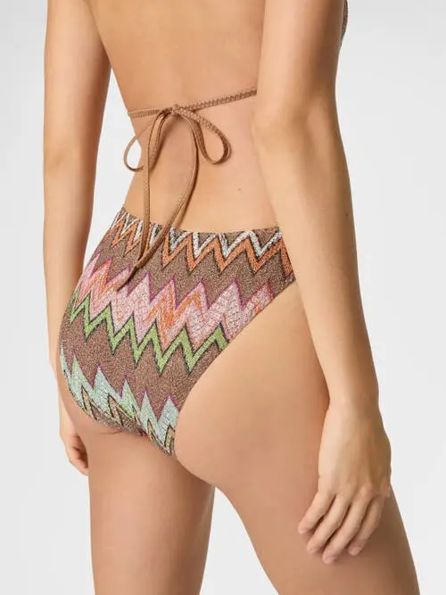 Missoni Lamé Viscose Macro Zigzag One-piece Swimsuit - Black & Multicoloured