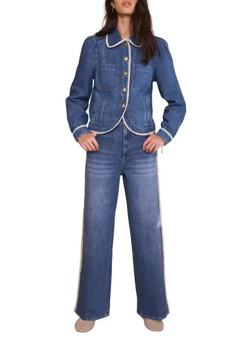 Mint Velvet Lace Trim Straight Leg Jeans