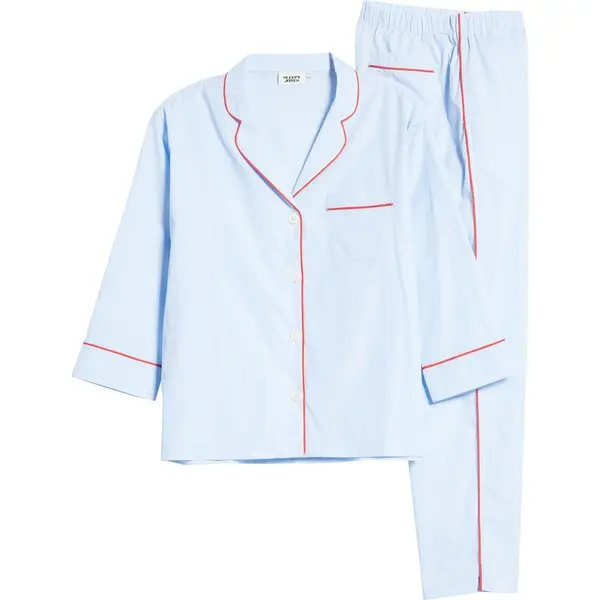Sleepy Jones Marina End On End Cotton Pajamas - Blue