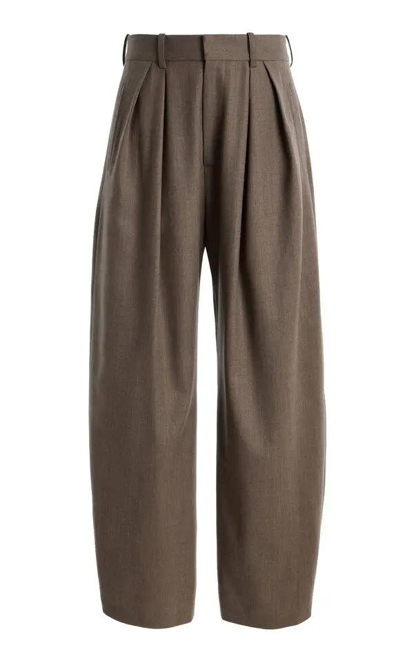 KALLMEYER Joel Wool-blend Pleated Trousers - Brown
